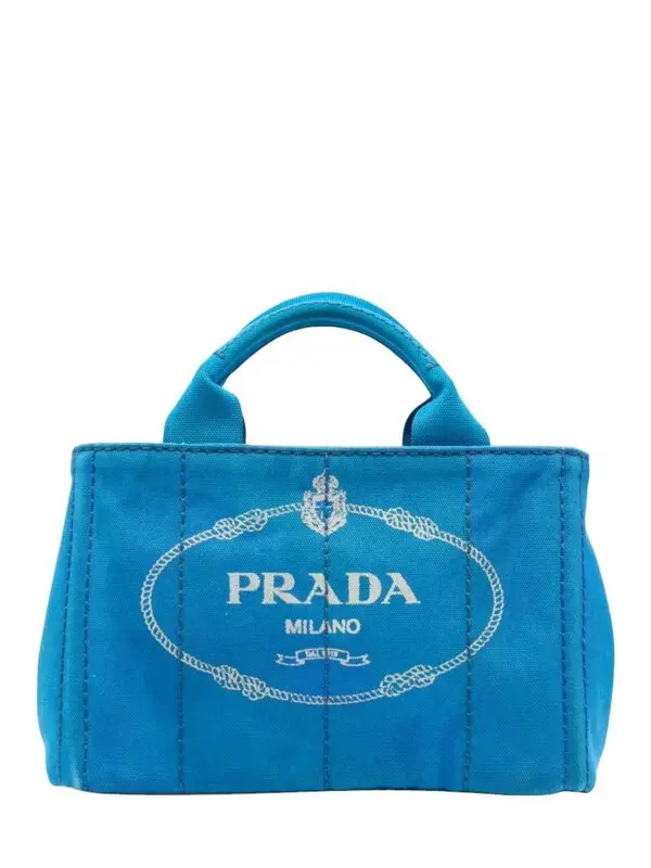 Prada Small Canapa Logo Satchel - Blue