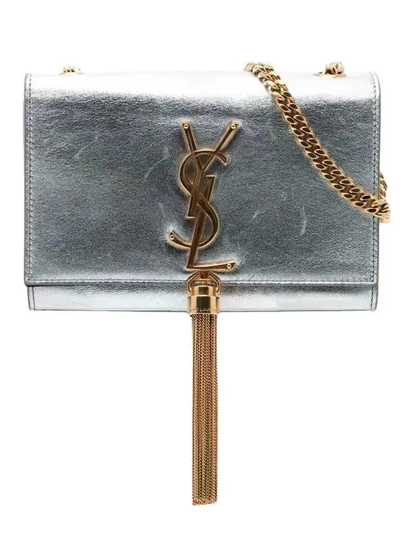 Saint Laurent 2014 Monogram Kate Tassel Crossbody Bag - Silver