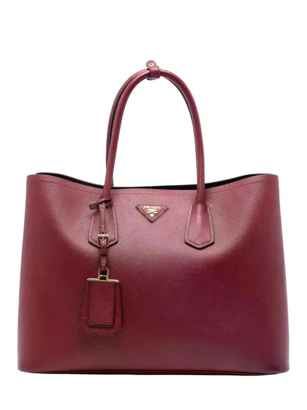 Prada Saffiano Cuir Double Satchel - Red