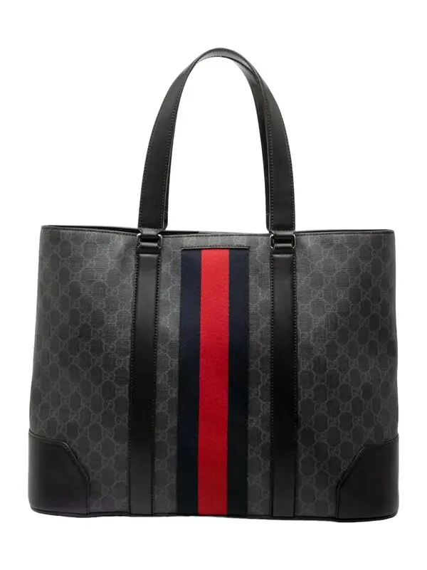 Gucci Large Gg Supreme Web Tote Bag - Black