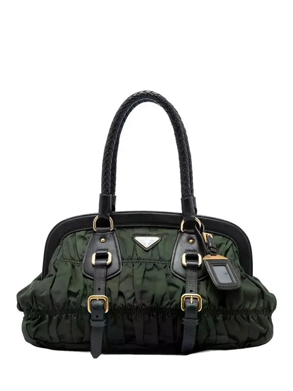 Prada 2013-2026 Tessuto Gaufre Frame Handbag - Green