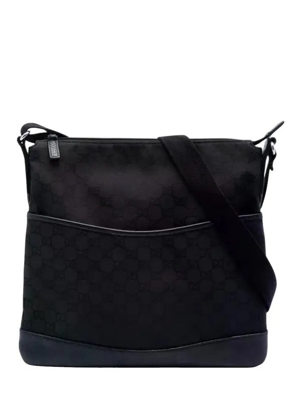 Gucci Gg Nylon Flat Messenger Crossbody Bag - Black