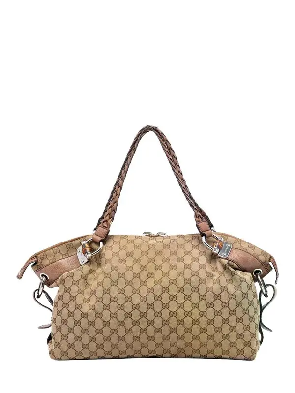 Gucci Medium Gg Canvas Bamboo Bar Tote Bag - Neutrals