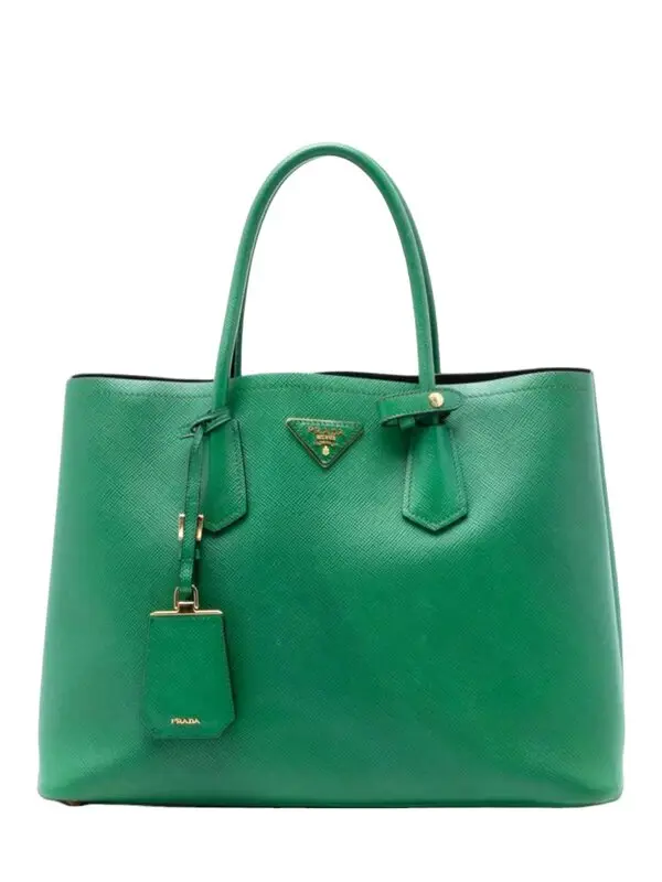 Prada 2010-2026 Medium Saffiano Cuir Double Satchel - Green