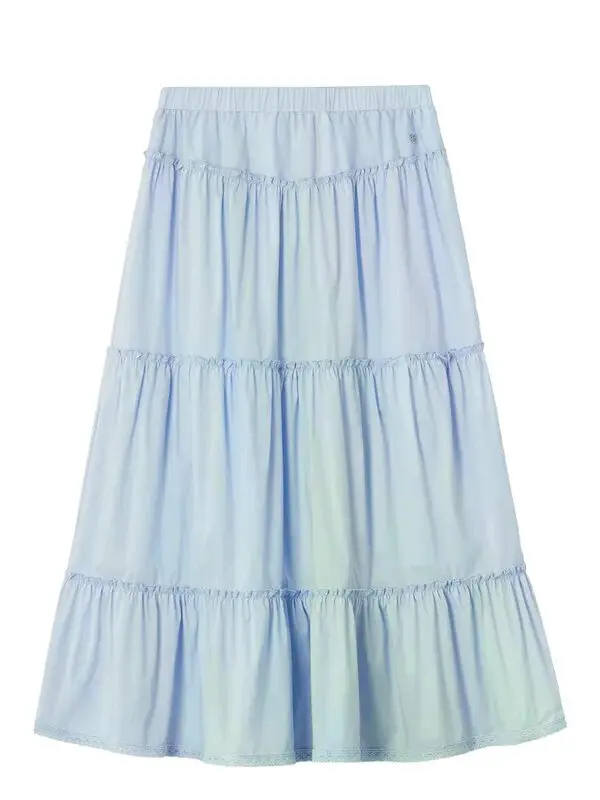 B+AB Tiered Ruffled Midi Skirt - Blue