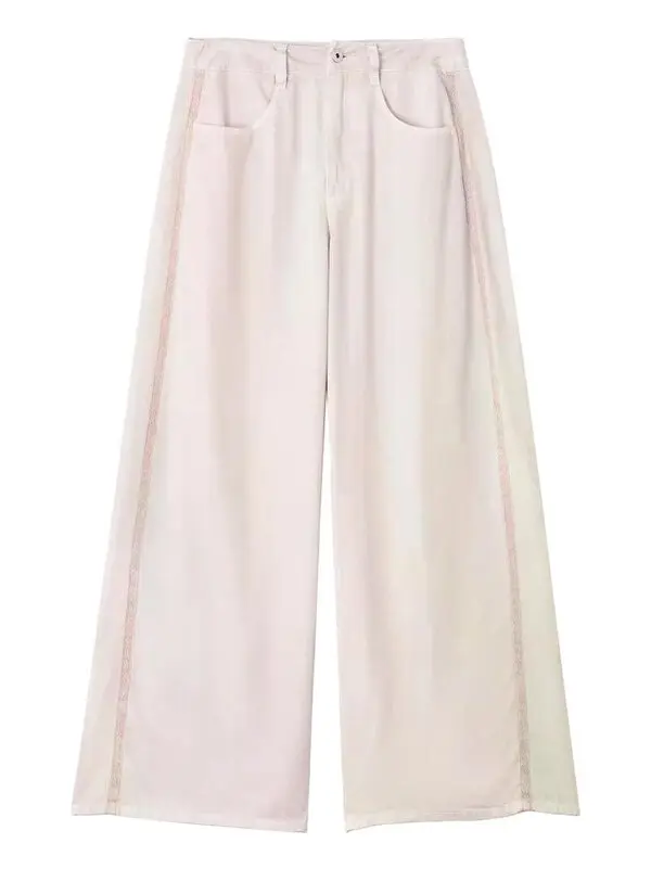 TOUT A COUP Lace-trim Wide-leg Jeans - Pink