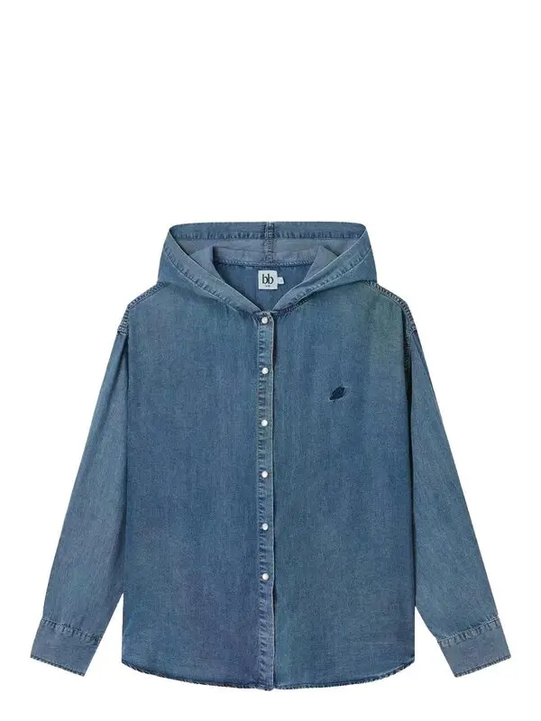 B+AB Hooded Denim Shirt - Blue