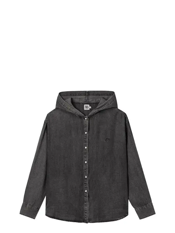 B+AB Hooded Denim Shirt - Grey