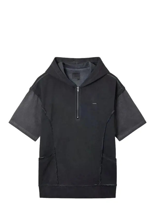 MUSIUM DIV. Half-zip Hooded T-shirt - Black