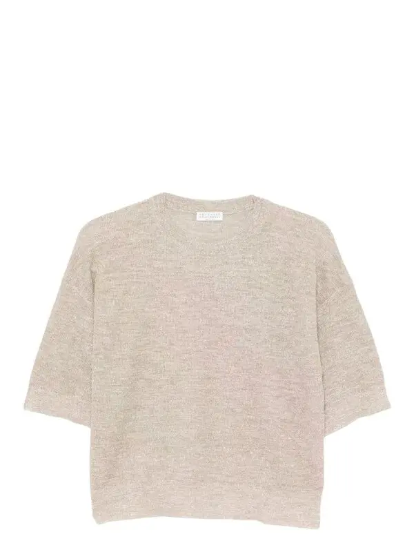 Brunello Cucinelli Fine-knit Short-sleeve T-shirt - Neutrals