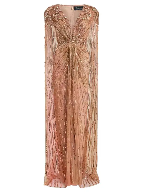 Jenny Packham Lotus Lady Bead-embellished Gown - Pink