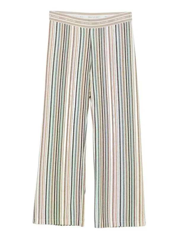 CAMBIO Francis Striped Ribbed Trousers - Neutrals