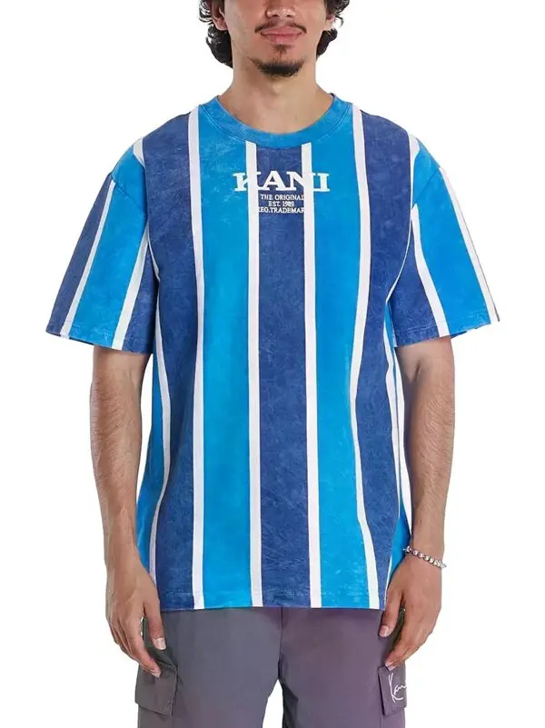 KARL KANI Logo-detail Striped T-shirt - Blue