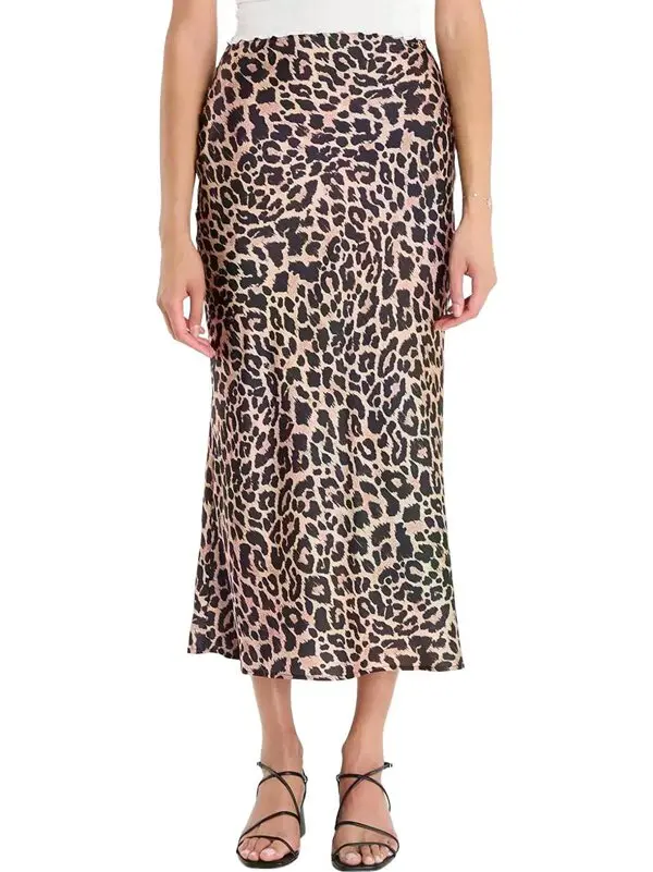 Guess Leopard-print Midi Skirt - Neutrals