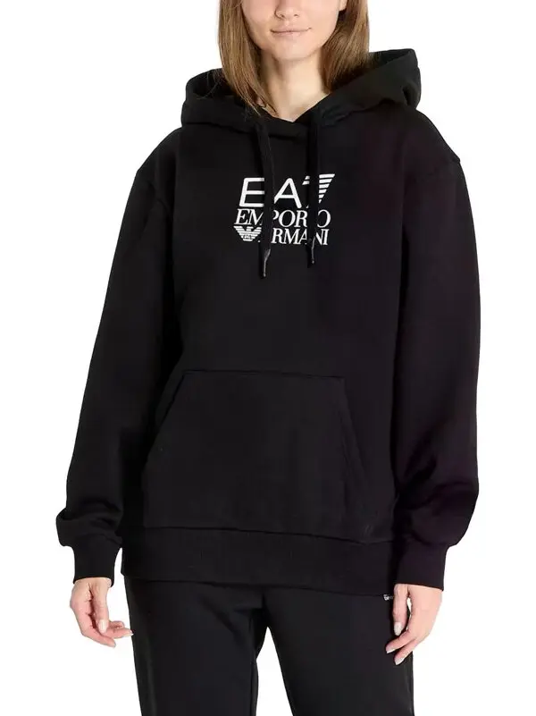 EA7 Logo-print Drawstring Hoodie - Black