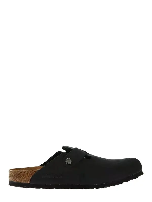 BIRKENSTOCK Boston Leather Flat Mules - Black