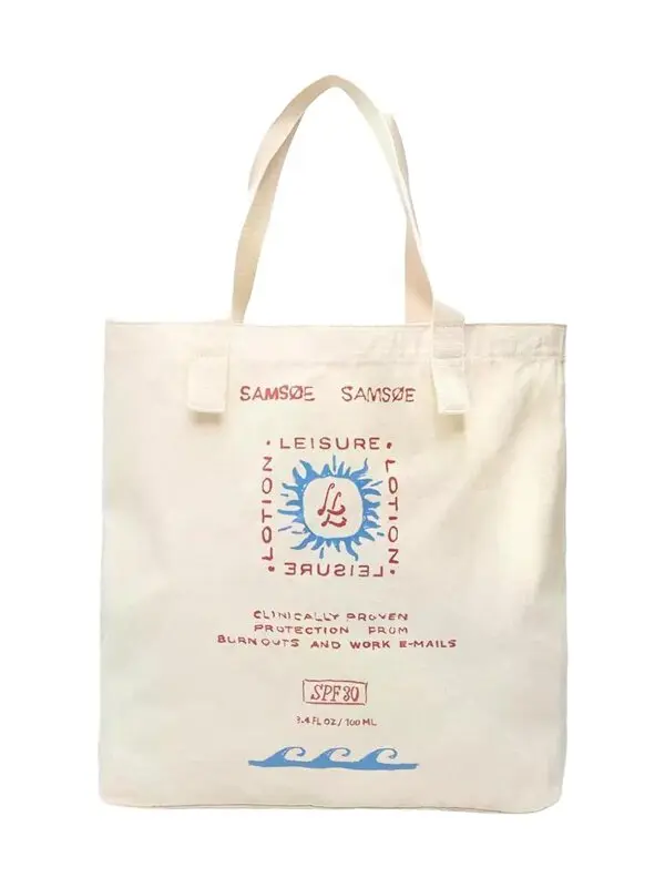 SAMSOE SAMSOE Printed Canvas Tote Bag - Neutrals
