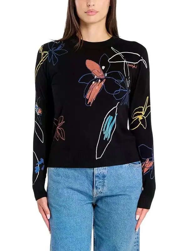 Desigual Floral-print Sweater - Black
