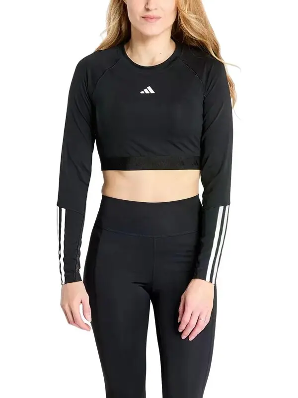 Adidas Hyperglam Cropped Long-sleeve Top - Black