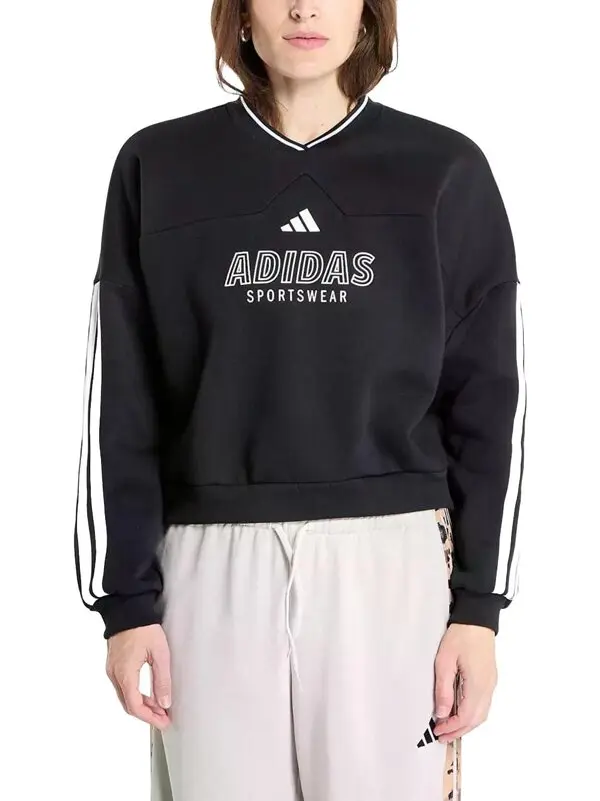 Adidas Logo-print Sweatshirt With Side Stripes - Black