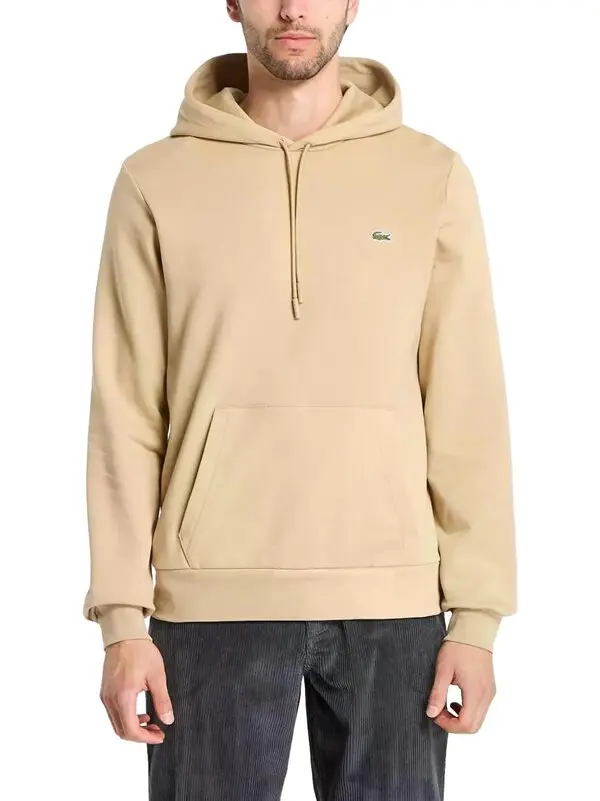 Lacoste Logo Patch Drawstring Hoodie - Neutrals
