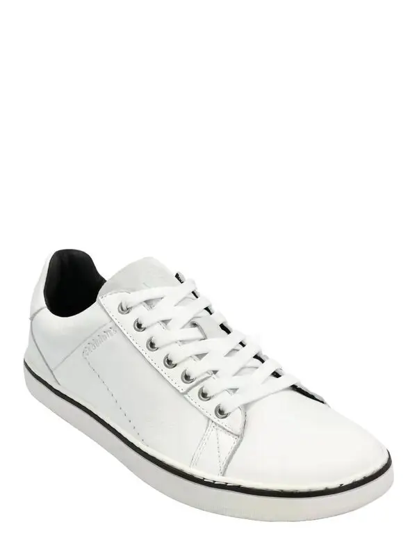 GROUNDS Galaxy Lace-up Leather Sneakers - White