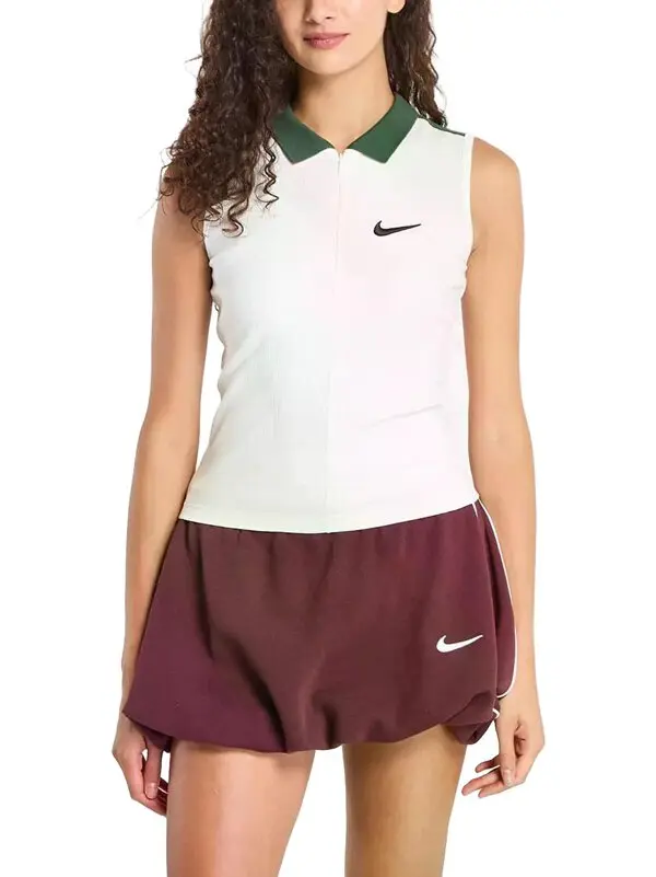 Nike Ribbed Sleeveless Polo Top - Neutrals