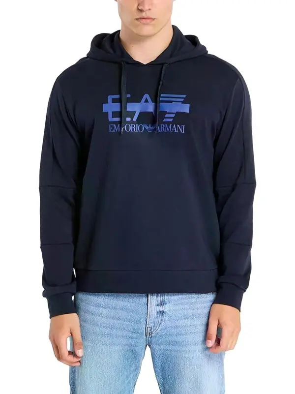 EA7 Logo-print Hoodie - Blue