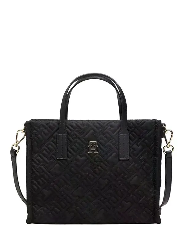 Tommy Hilfiger Quilted Monogram Tote Bag - Black