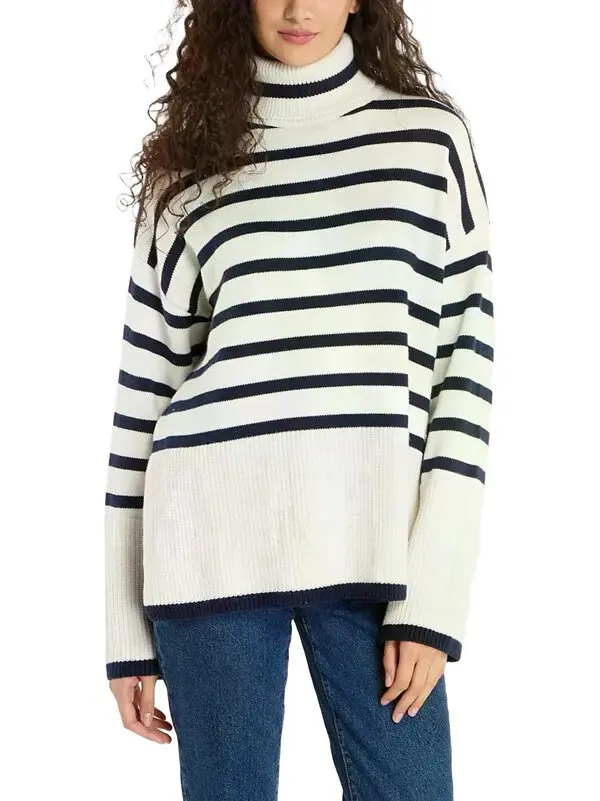 Guess Stripe-pattern Roll-neck Sweater - White