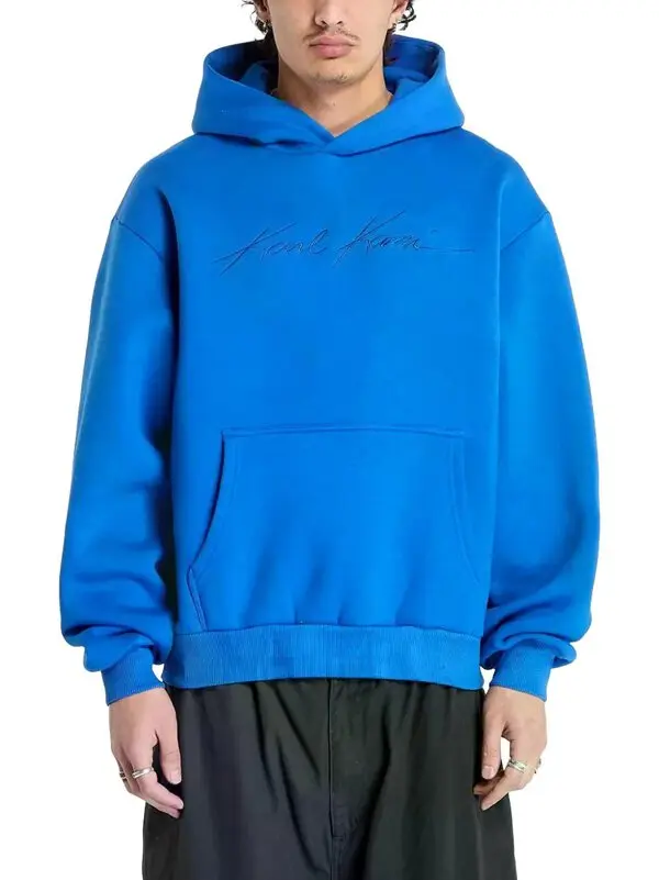 KARL KANI Embroidered-logo Hoodie - Blue