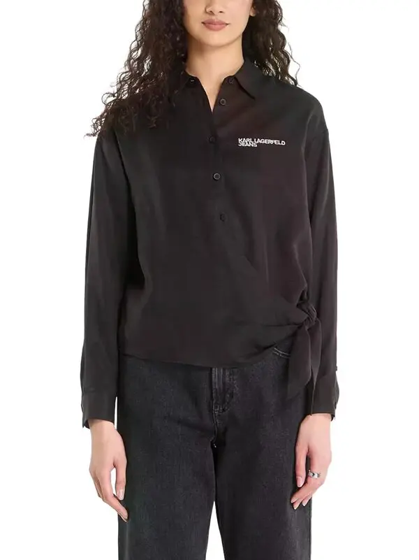 Karl Lagerfeld Logo-print Wrap Shirt - Black