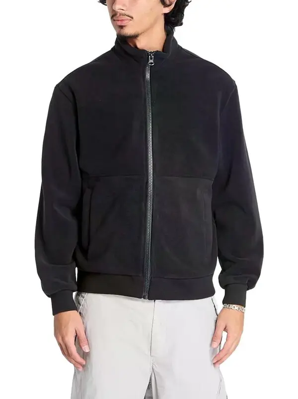 URBAN CLASSICS Zip-up Fleece Sweatshirt - Black