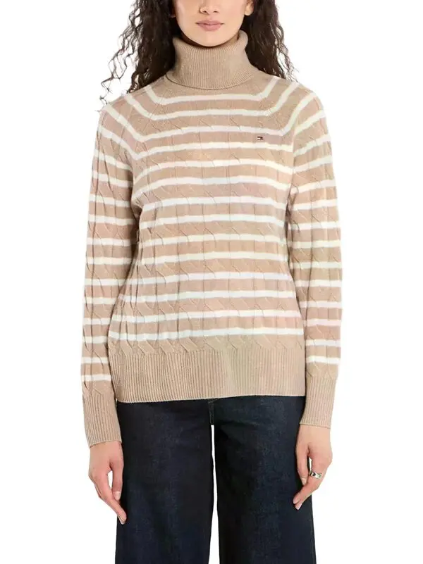 Tommy Hilfiger Cable-knit Striped Sweater - Neutrals