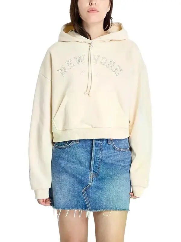 New Era Long-sleeve Embellished Hoodie - Neutrals
