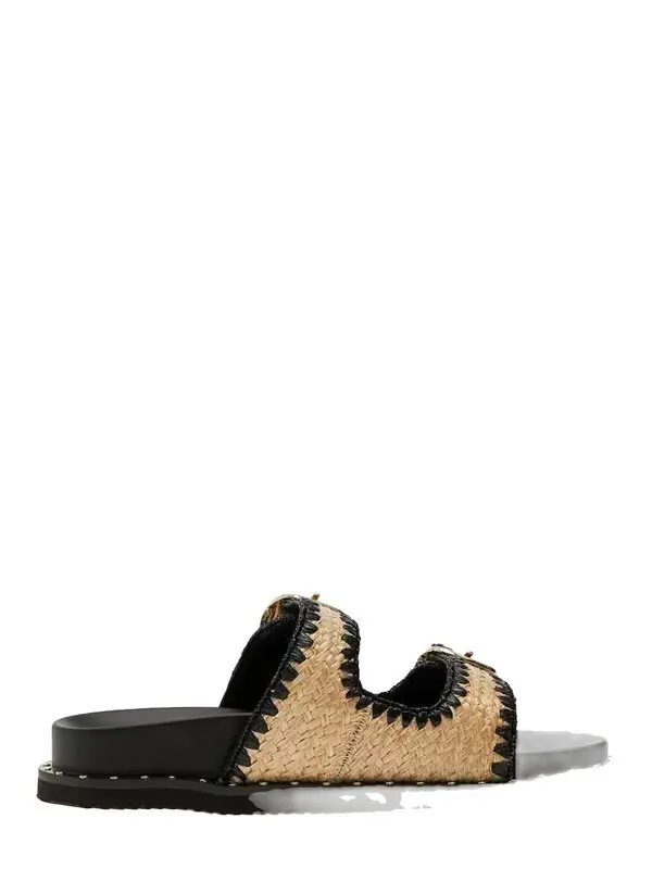 Aldo Woven Whipstitch-trim Slides - Black