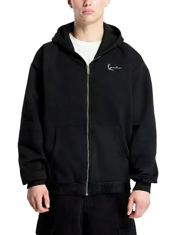 KARL KANI Logo-embroidered Zip-up Hoodie - Black
