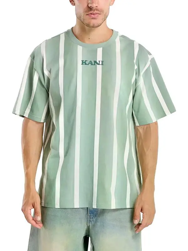 KARL KANI Striped Logo-detail T-shirt - Green