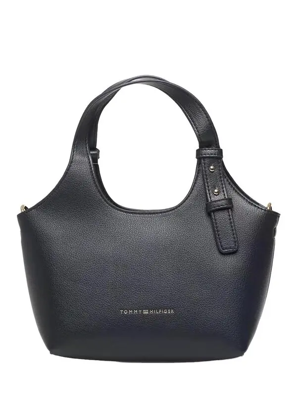 Tommy Hilfiger Mini Logo-detail Pebbled-texture Tote - Blue