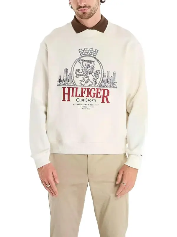 Tommy Hilfiger Embroidered Graphic Print Sweatshirt - Neutrals