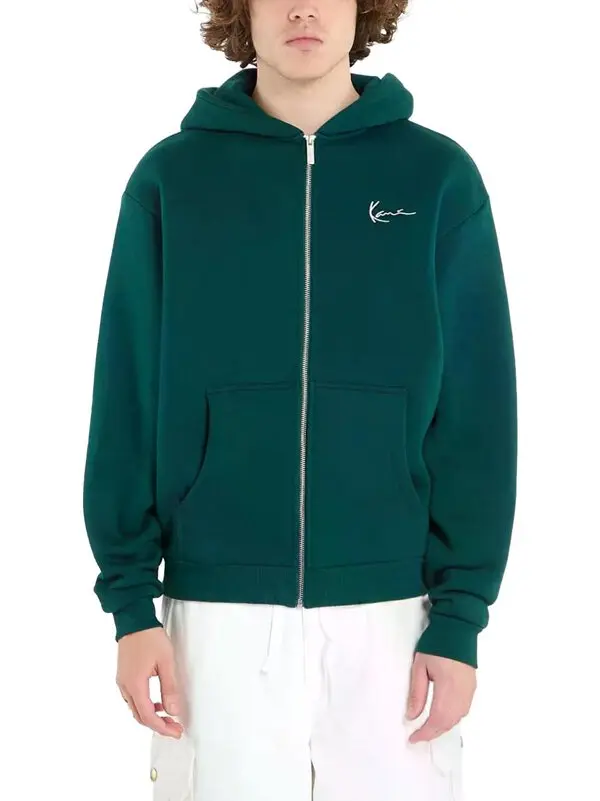 KARL KANI Logo-embroidered Zip-up Hoodie - Green