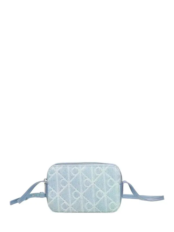 Calvin Klein Monogram Pattern Denim Shoulder Bag - Blue