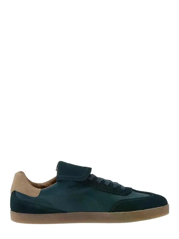 GROUNDS Panelled Suede-trim Sneakers - Blue