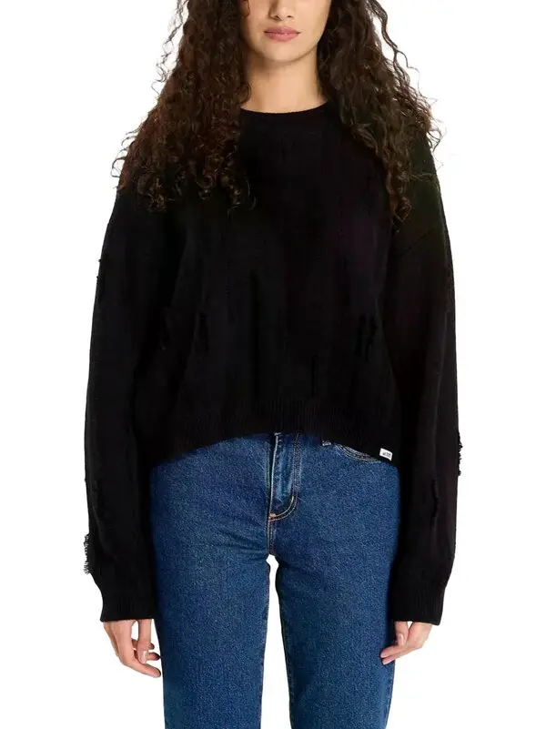 Guess Originals Eco Distressed Cotton Sweater - Black