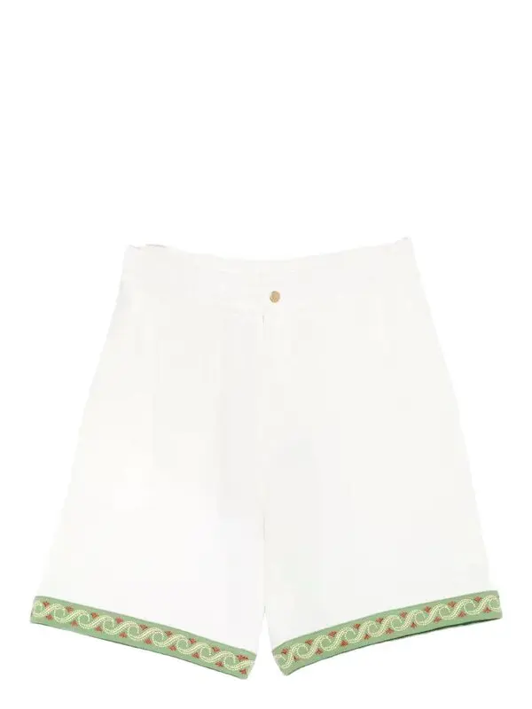 Drole De Monsieur Embroidered-trim Shorts - Neutrals