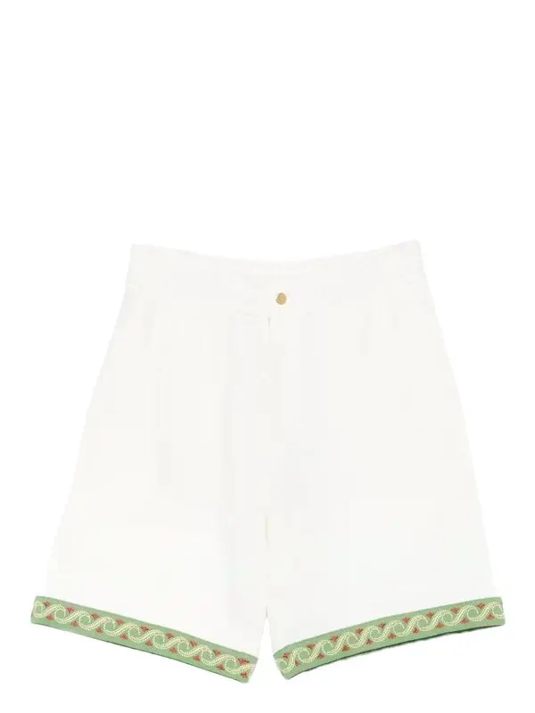 Drole De Monsieur Embroidered-trim Shorts - Neutrals