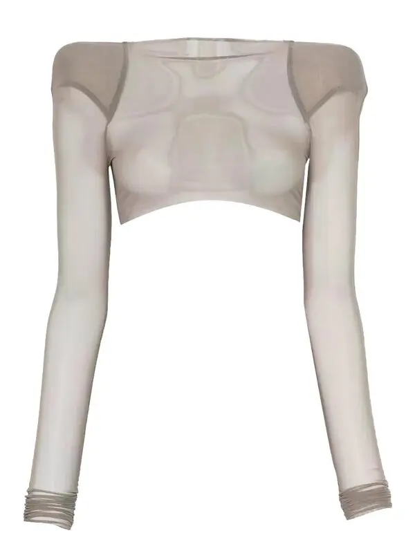 Rick Owens Structured-shoulder Crop Top - Grey