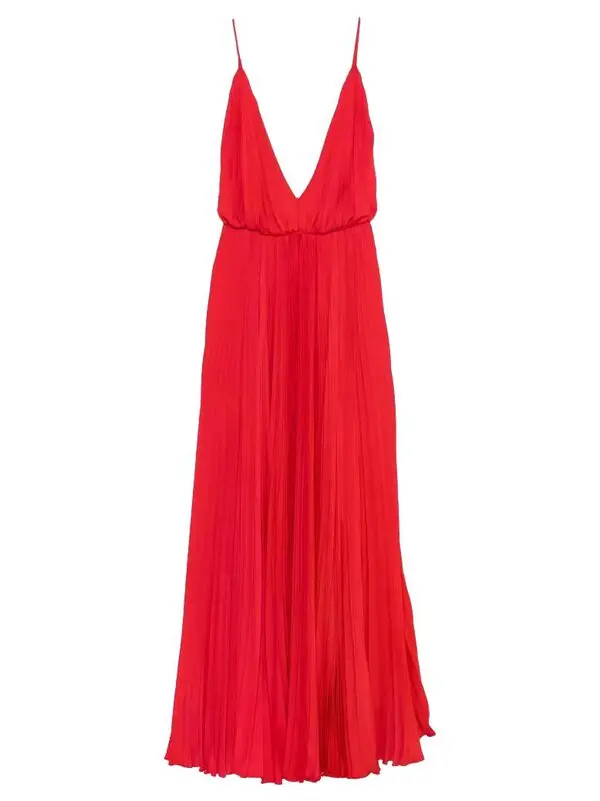 Vivetta V-neck Pleated Maxi Dress - Red