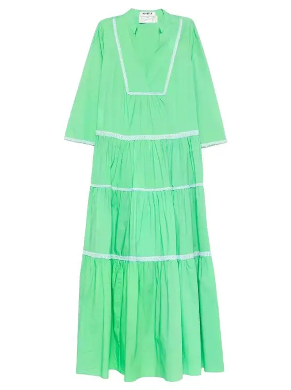 Vivetta Tiered Crochet-trim Maxi Dress - Green