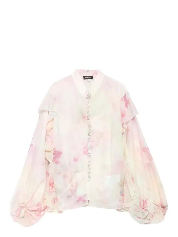 CENERE GB Floral-print Ruffled Blouse - Pink